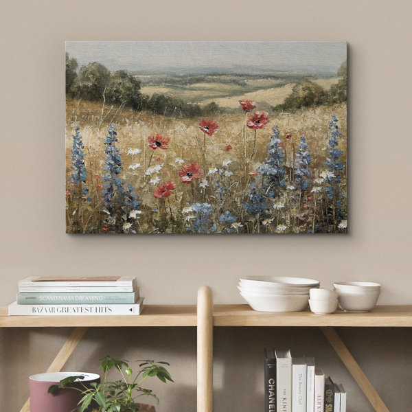 IDEA4WALL Rustic Countryside Relax Calm Landscape Nature Wildflowers Pictures Large Framed ...